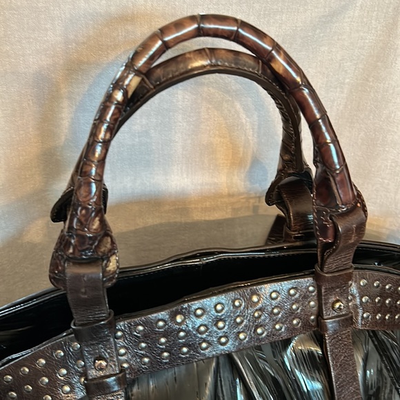 Francesco Biasia | Bags | Francesco Biasia Black Striated Patent ...